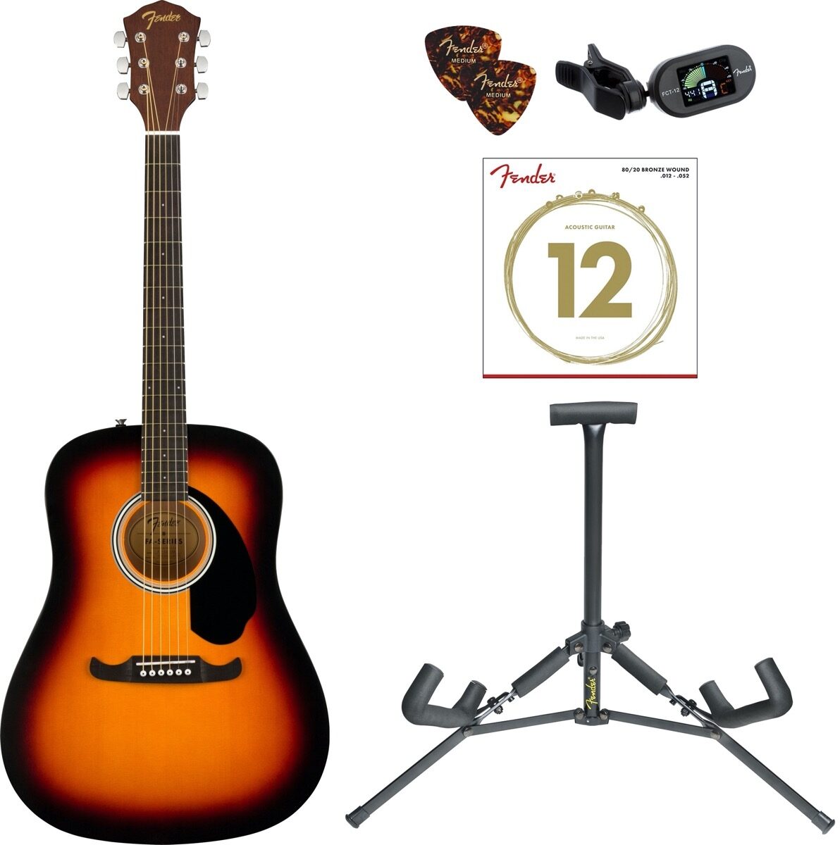 Paquete de Guitarra Acústica Fender FA-125 Dreadnought – Rockaholic ...